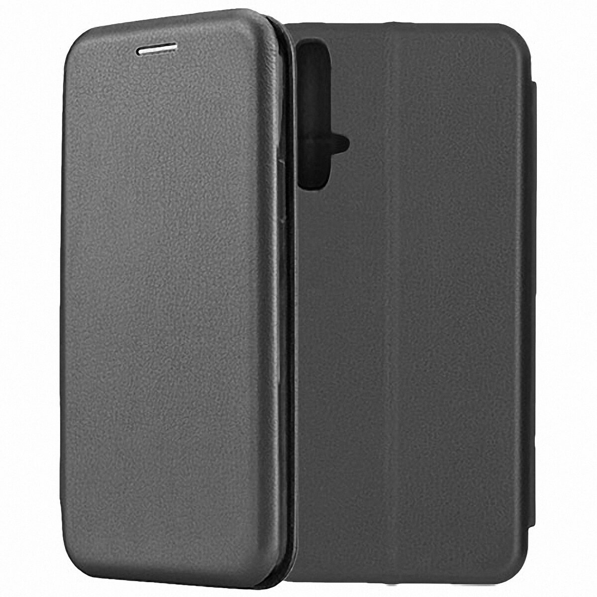 Чехол книжка для Honor 20 черный / подставка, отделение для карт