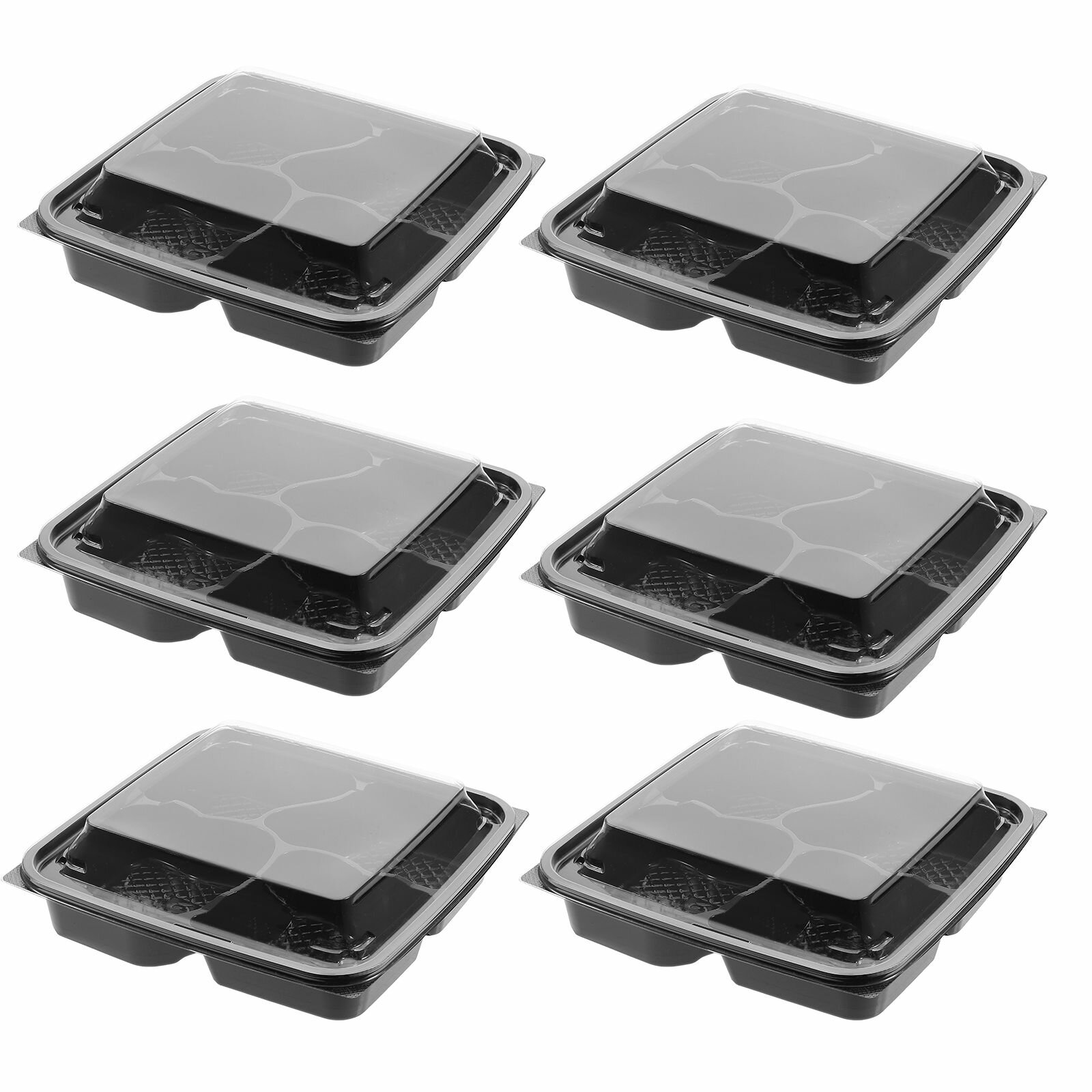 Пищевые контейнеры из черного пэт с четырьмя отделениями для хранения фруктов, набор 10 шт