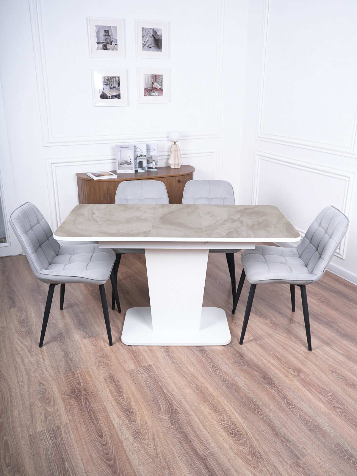 Стол кухонный обеденный раздвижной Грант 108(138)х68см ПластикNo3166ЛДСПбелое