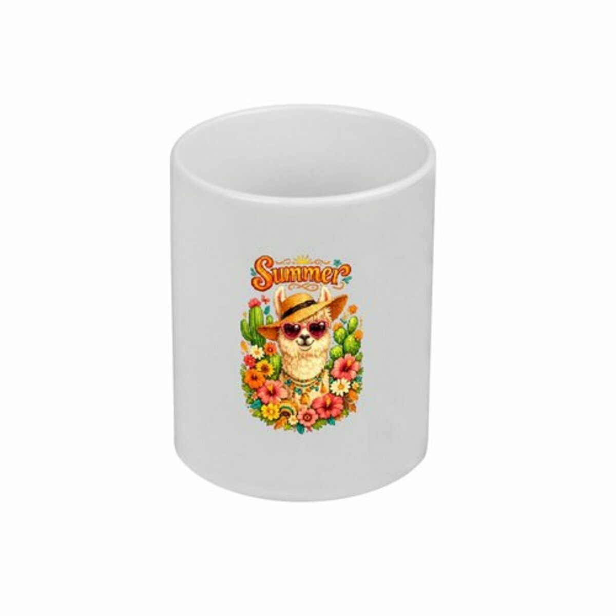 Кружка «Summer - лама на фоне кактусов» (белый)