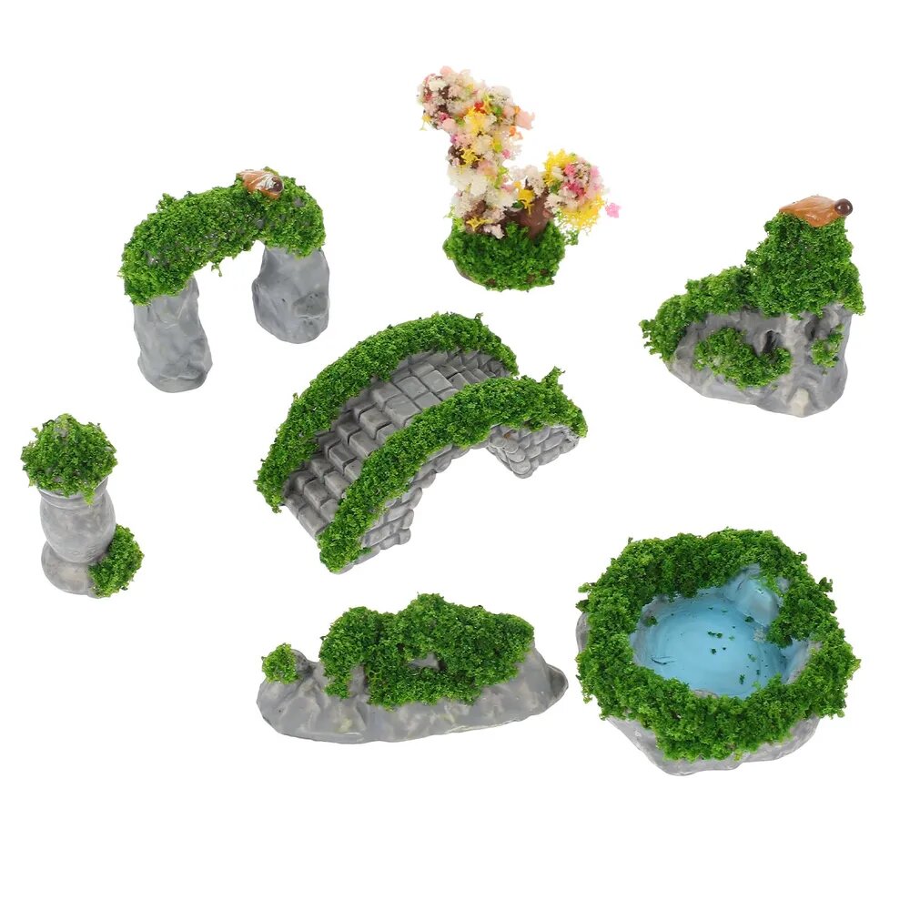 Набор ландшафтных миниатюр из смолы для украшения микро-сада и интерьерного декора