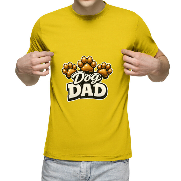 Мужская футболка «Dog Dad с лапами / Dog Dad Paw Prints Design» (желтый, L)