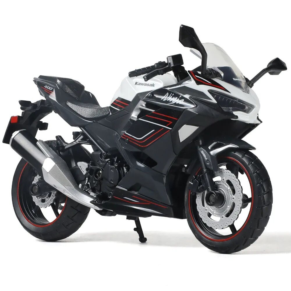 Масштабная модель мотоцикла 1:12 для Kawasaki Ninja 400, пластиковая с металлическими деталями, сборка не требуется, миниатюрный готовый мотоцикл для взрослых и детей (красный)