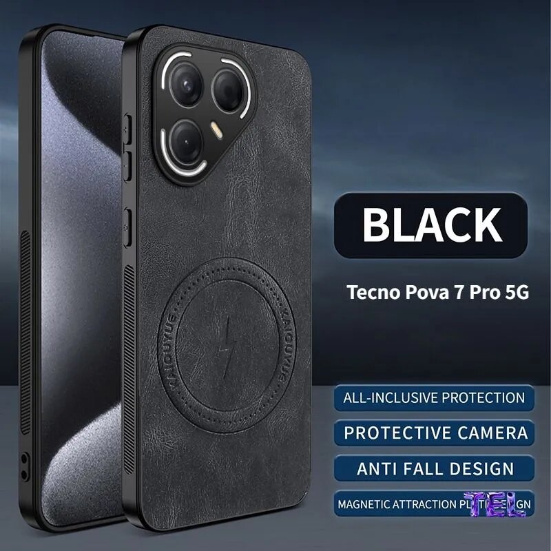 Роскошная кожа MagSafe Чехол для Tecno Pova 7 Pro 5G ( Техно Пова 7 Про 5G )