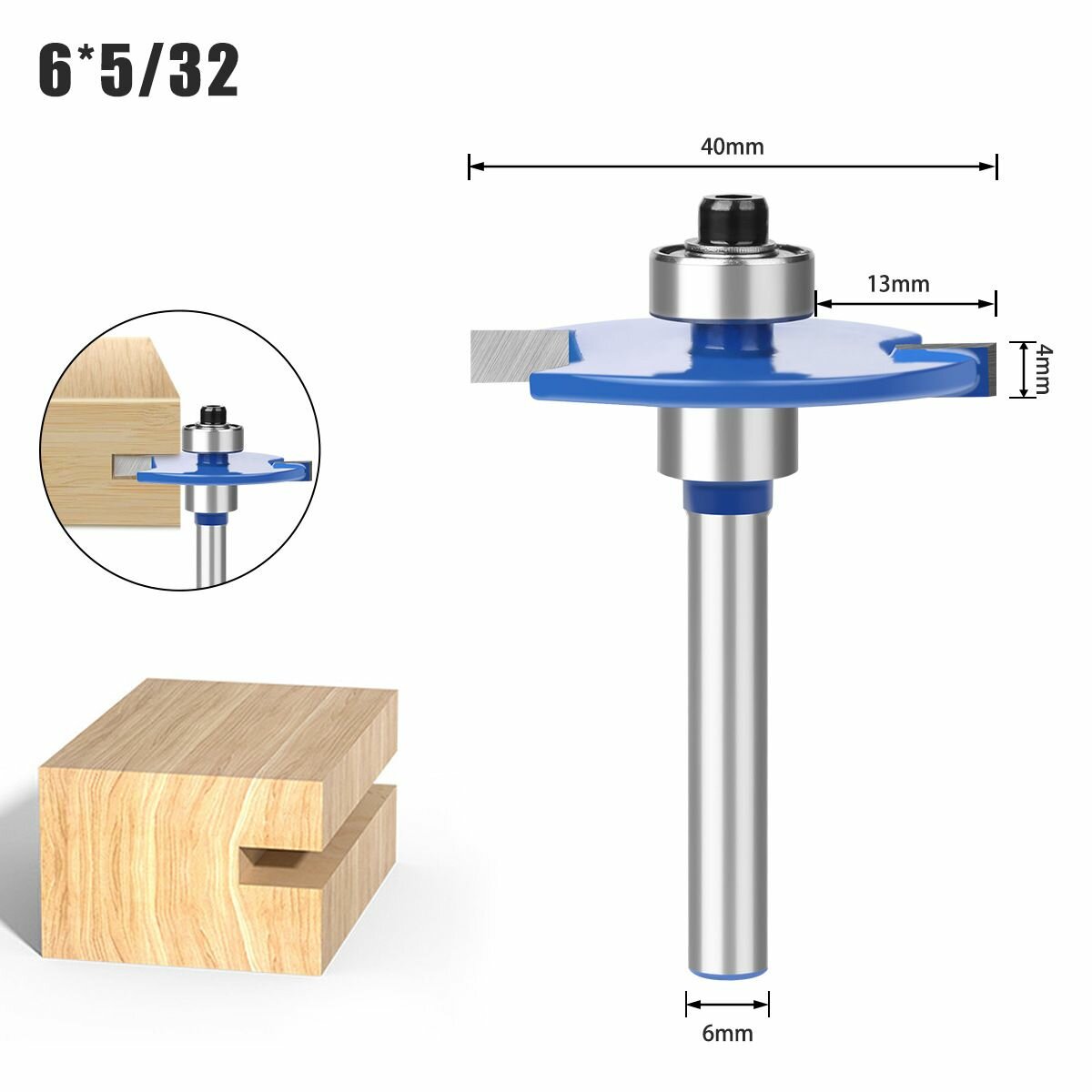 Фреза кромочная дисковая 40 х 4 мм, подшипник 12.7 мм, хвостовик 6 мм