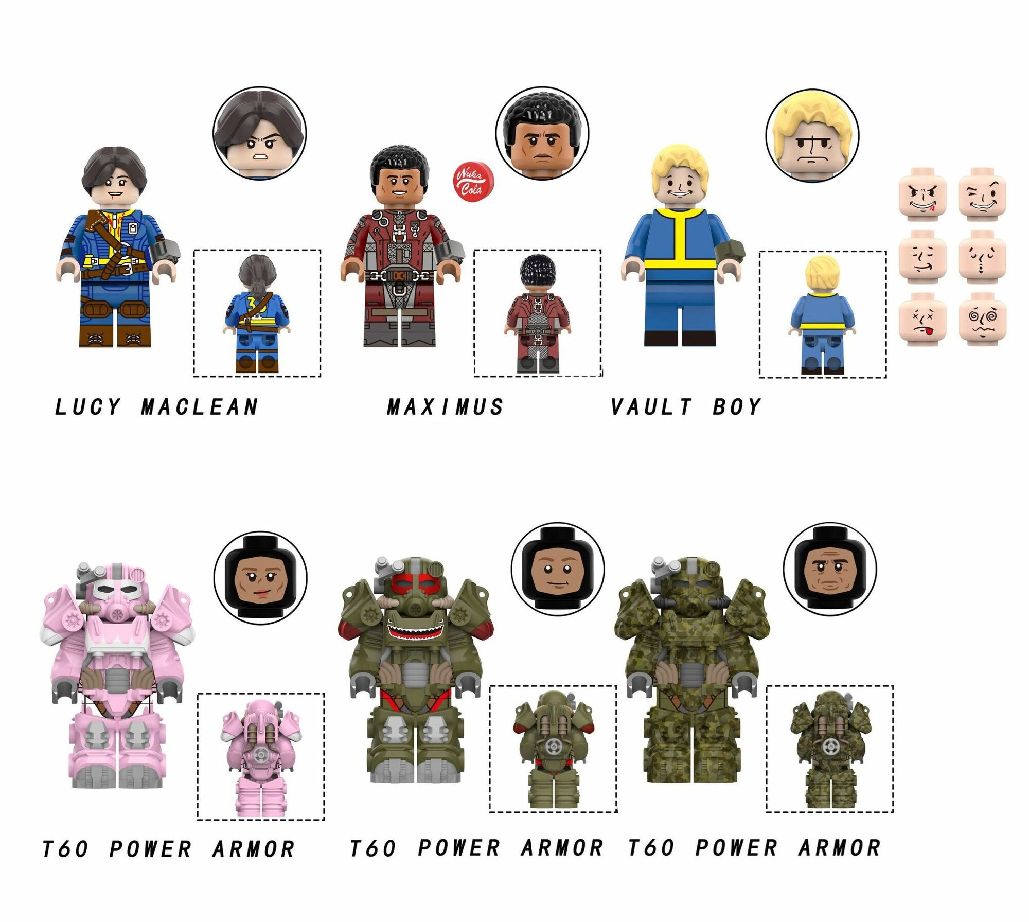 Набор минифигурок Фоллаут / Fallout совместимы с конструкторами лего 6шт (4.5см, пакет) MY701A