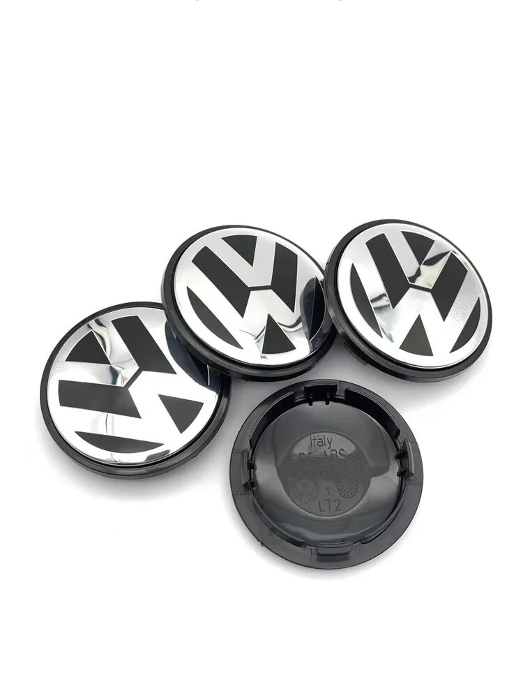 Колпак ступицы колеса Volkswagen, набор 4 шт, для кузова, ABS-пластик + алюминий