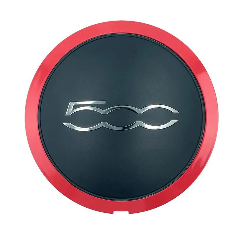 Колпак ступицы колеса Fiat 500 2007-2023 годов выпуска, ABS пластик, 133 мм, Красный