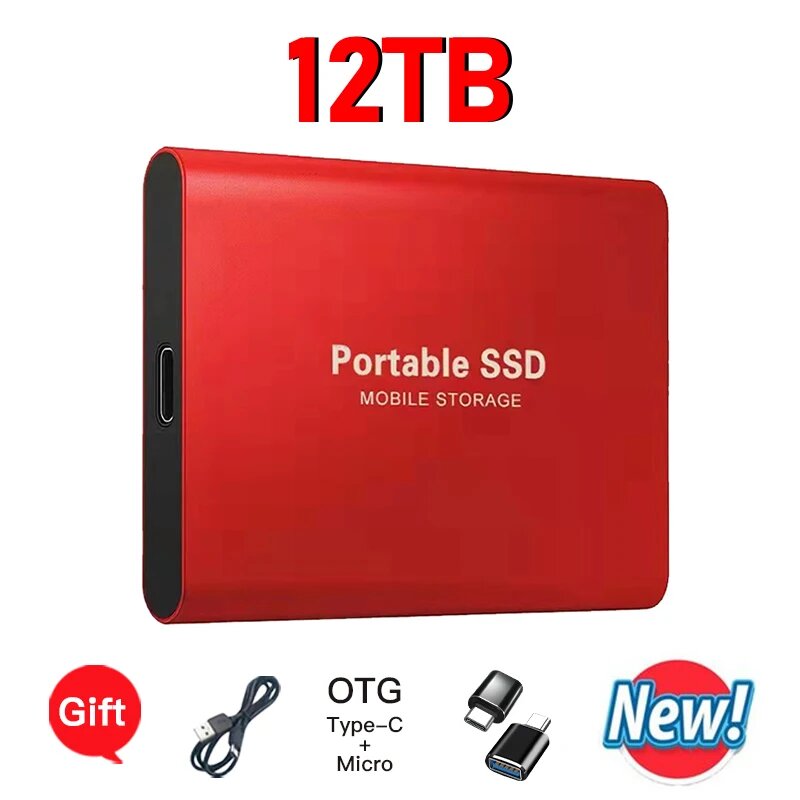 Внешний SSD-накопитель 8/16 ТБ USB 3.2 Type-C Красный, 12TB