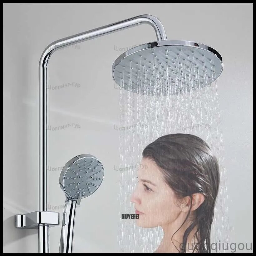 Душевой комплект GROHE с термостатом и верхним душем хром для ванной комнаты — фото 1