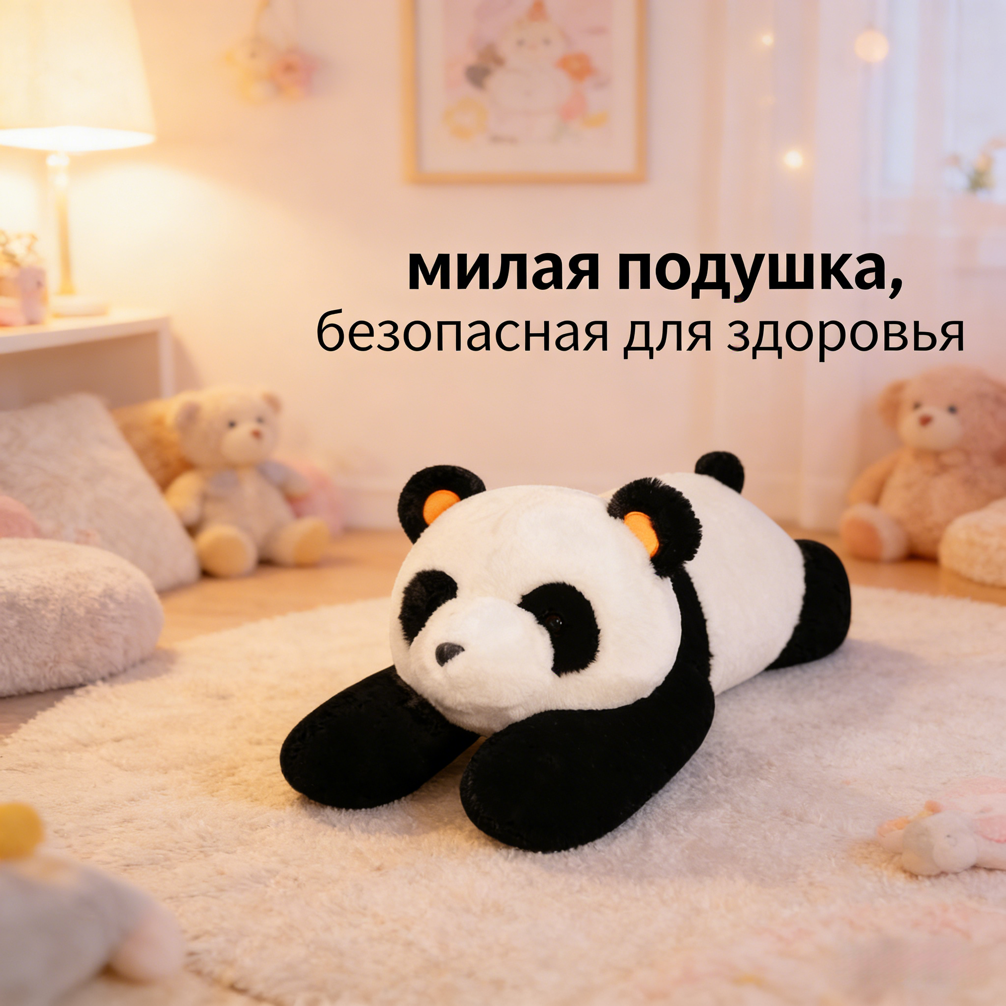 Панда, спящий, гипоаллергенный, для объятий, лежащий, плюшевый, 4 размера 100cm