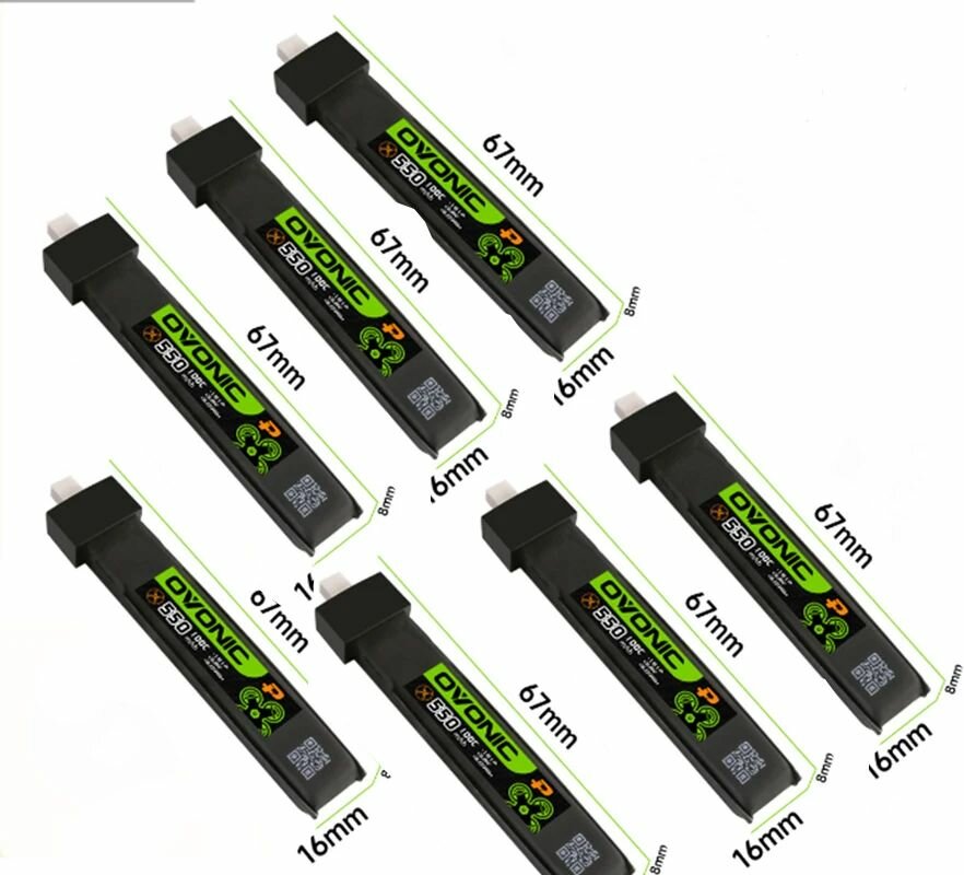 OVONIC 550mAh 1S Lipo Battery 100C 3.8V BT2.0 Lipo-battery Литиевая батарея