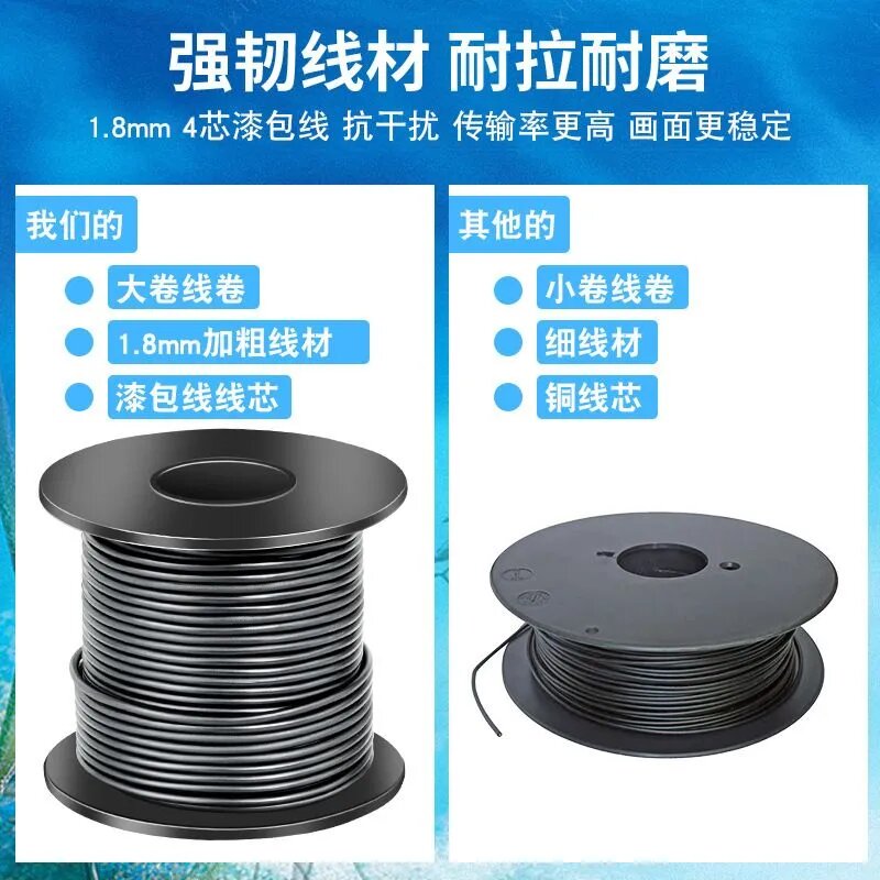 OZ-WIDR-1 шт. Кабель для камеры для рыбалки с разъемом для наушников, подводный кабель передачи данных HD длиной 20 м для рыболовного снаряжения весом 154 фунта (70 кг)