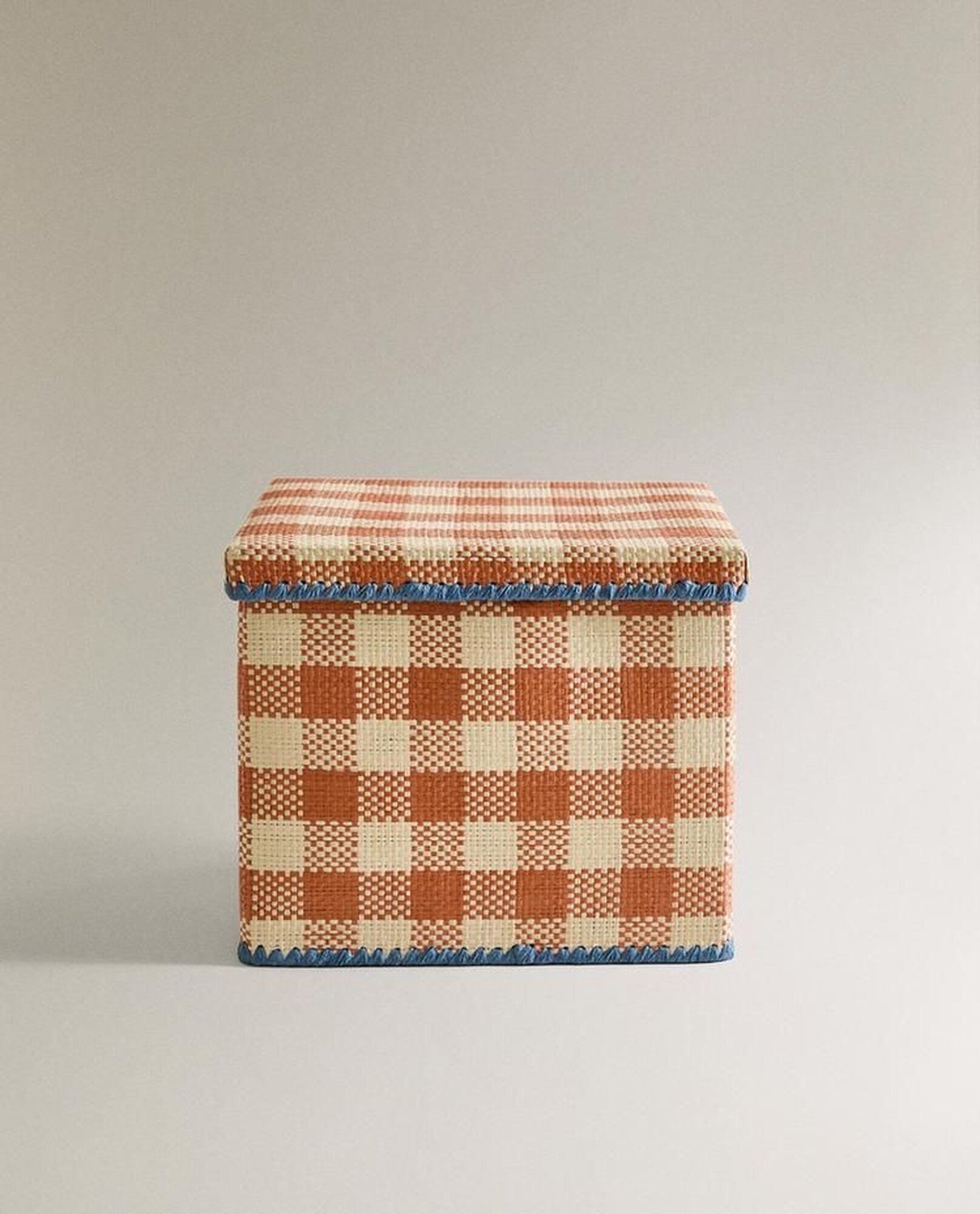 Корзина ZARA HOME 0609/049/305 - из клетчатой бумаги, с крышкой, 25 x 30 x 25 см, цвет горчичный