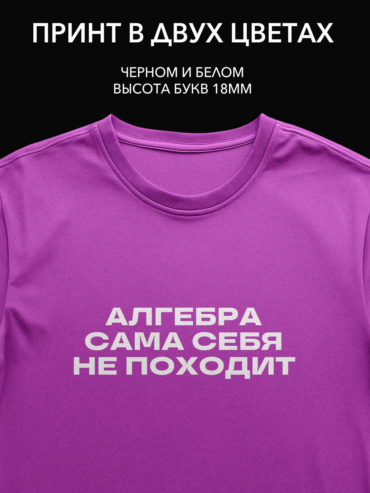 Термопринт надпись "Алгебра сама себя не походит" на футболке для школьных будней и студенческой жизни