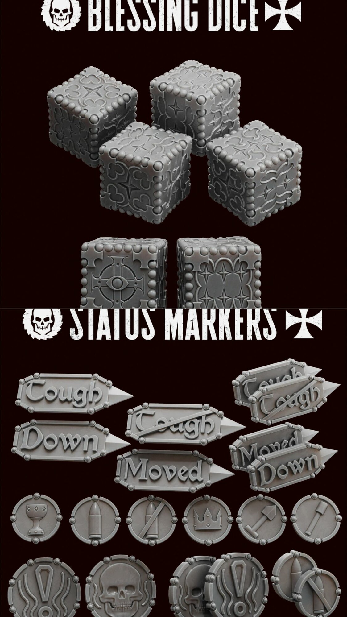 Миниатюра Warhammer Trench Crusade/Infection Dice & Status Markers v3