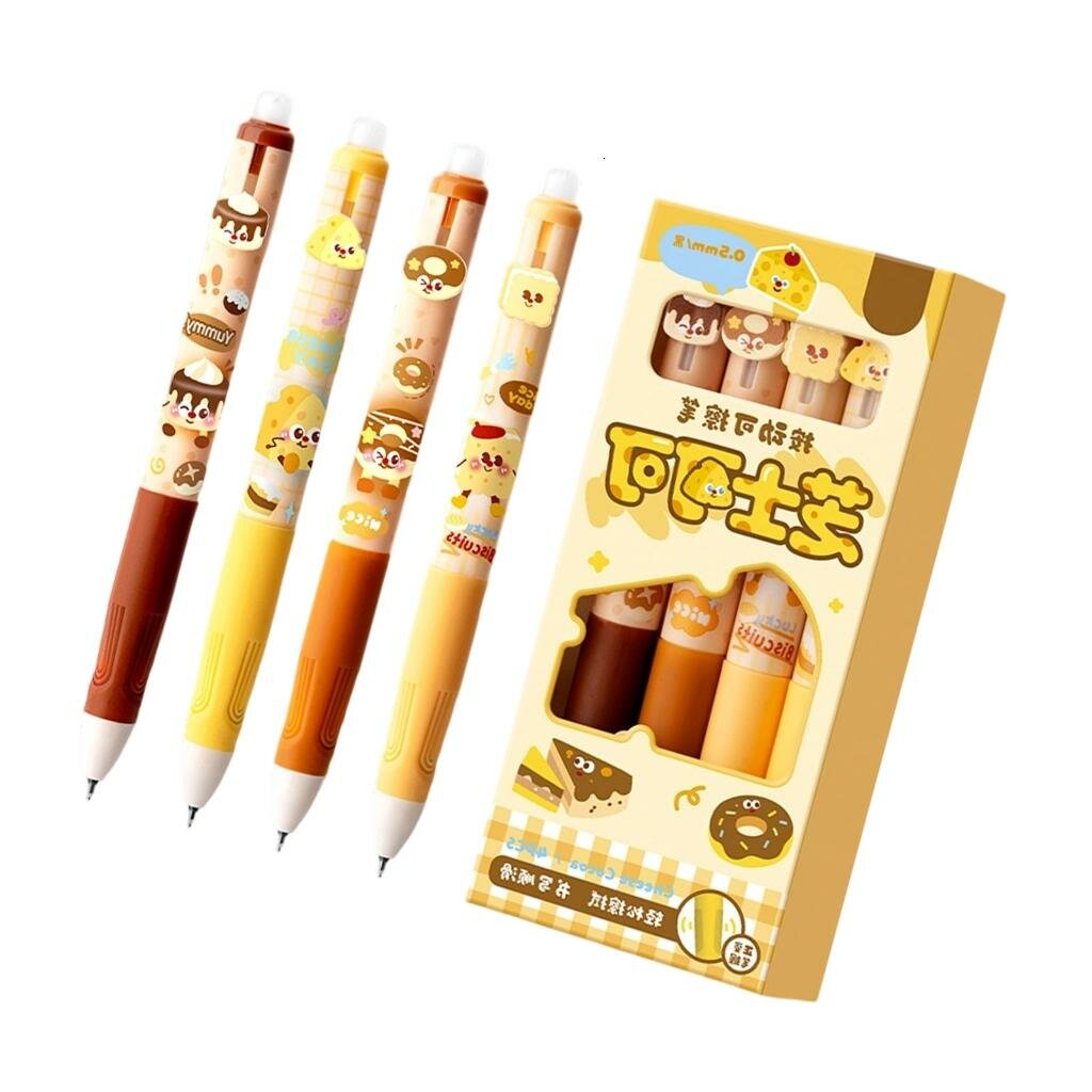 4 шариковые ручки с термоочищаемыми чернилами, Черный - Сыр какао