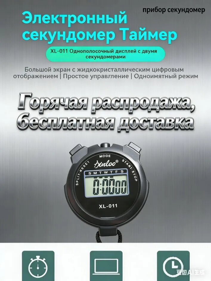 Спортивный электронный секундомер однострочный: водонепроницаемые часы с таймером