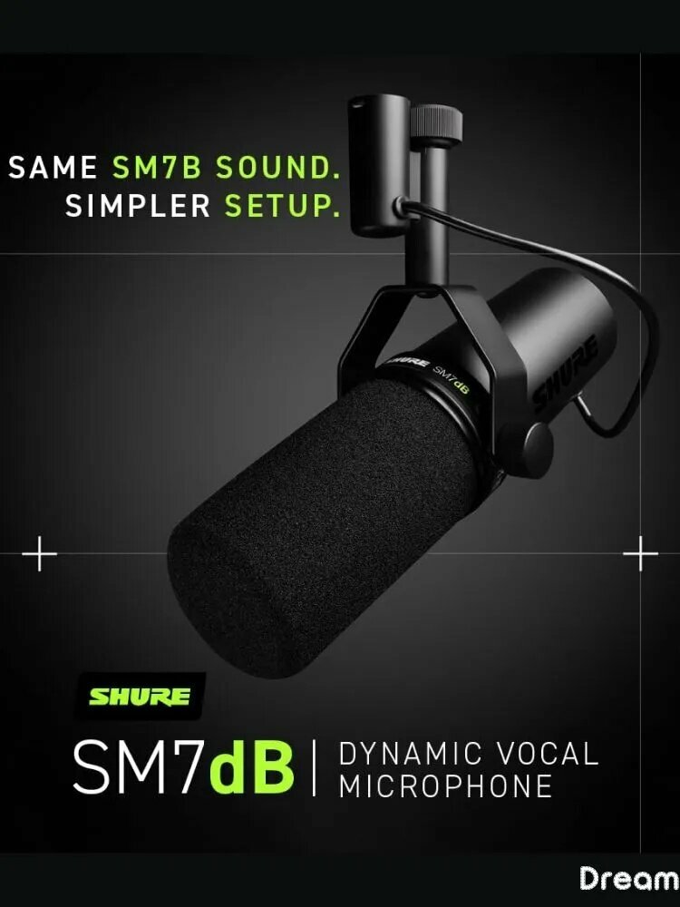 Shure Микрофон универсальный Микрофон для подкастов SM7dB, черный