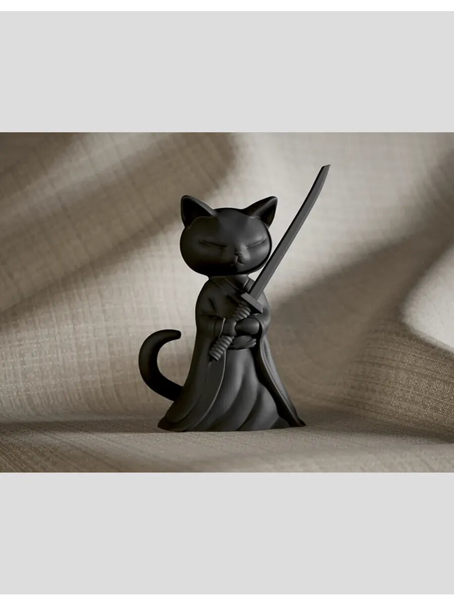 Декоративная фигурка «Кот-самурай — Тихий воин»