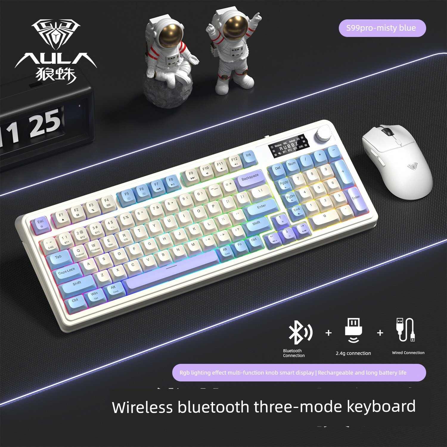Wolfskin S99PRO беспроводная клавиатура и мышь в цвете Патчворк Синий Дождь для игр игровая периферия