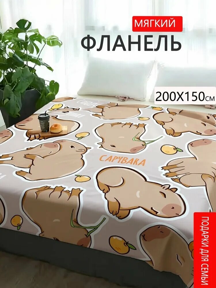 Плед плюшевый , Фланель, 200 см х 150 см
