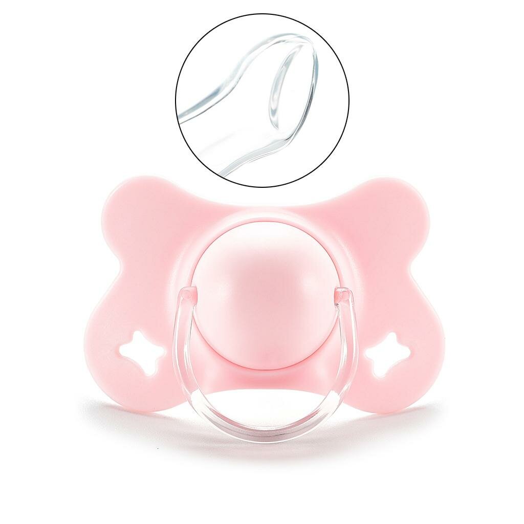 Силиконовый соска-пустышка для сна в форме бабочки, Розовый - Плоская головка