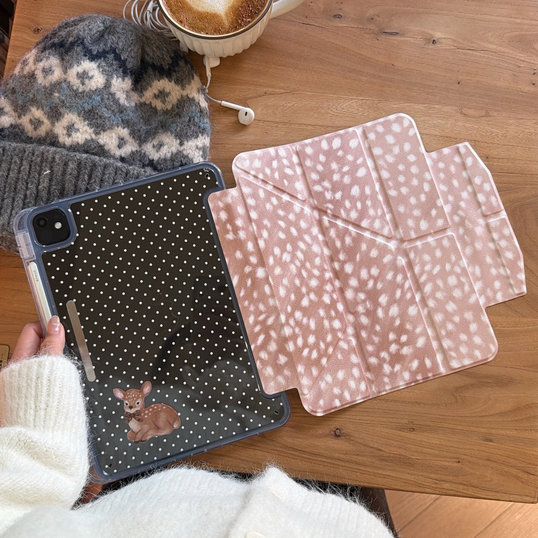Чехол для iPad с оленем, черный, с узором, Elk Cute