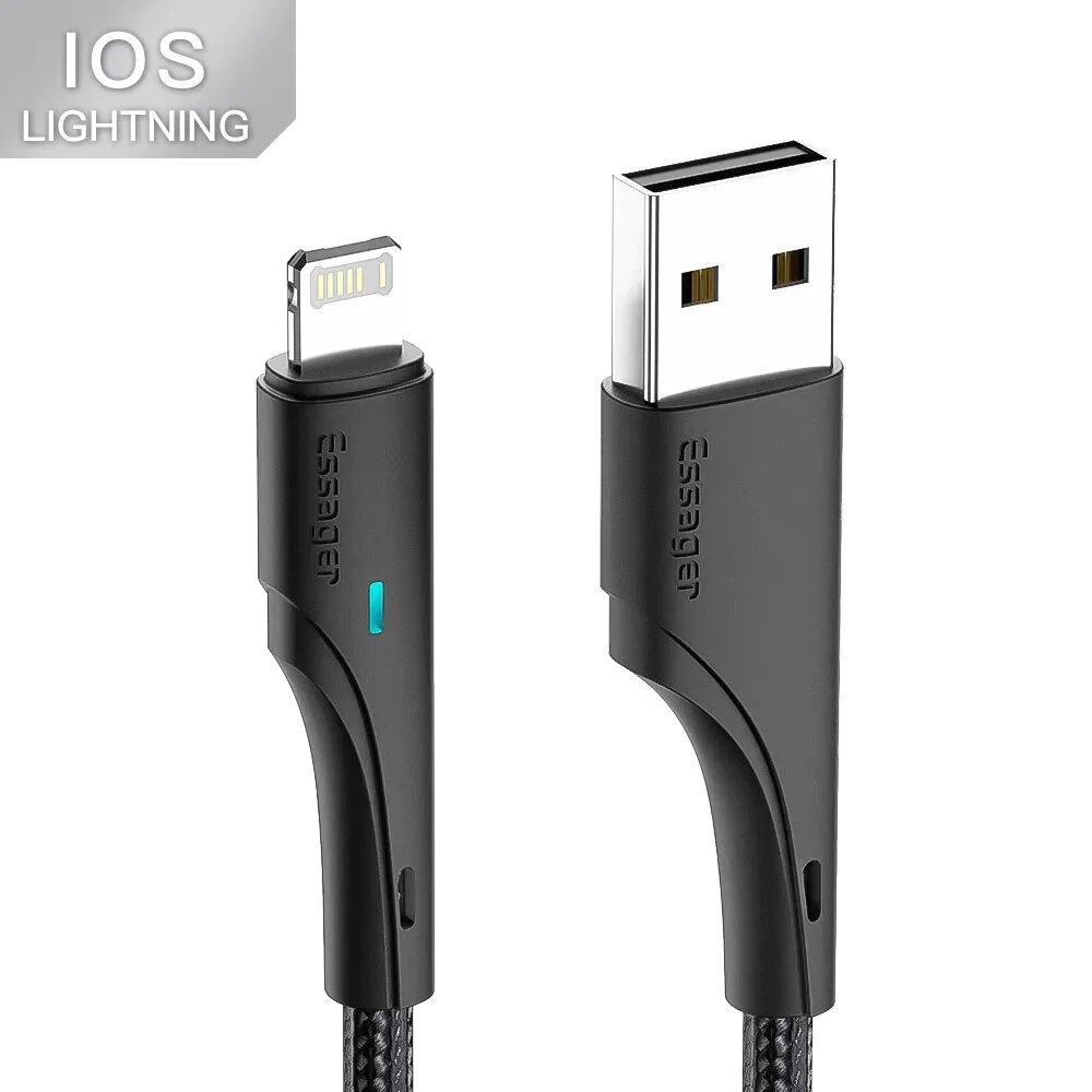 USB-кабель Essager для iPhone 13 12 11 Pro Max XRS Max 8 7 6s Plus, провод для быстрой зарядки 0.25m