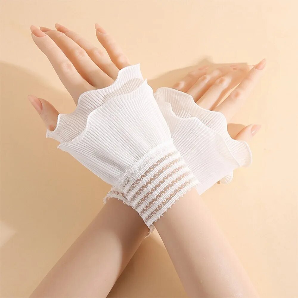 Белые кружевные манжеты без пальцев, White 5
