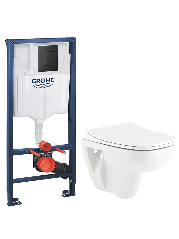 Комплект 3 в 1 Унитаз подвесной Seramiksan Petite A101002H / Сиденье AG50006 / Инсталляция с кнопкой Grohe Solido 38811KF0
