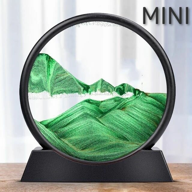 Движущаяся песчаная 3D MINI картина антистресс, зеленая