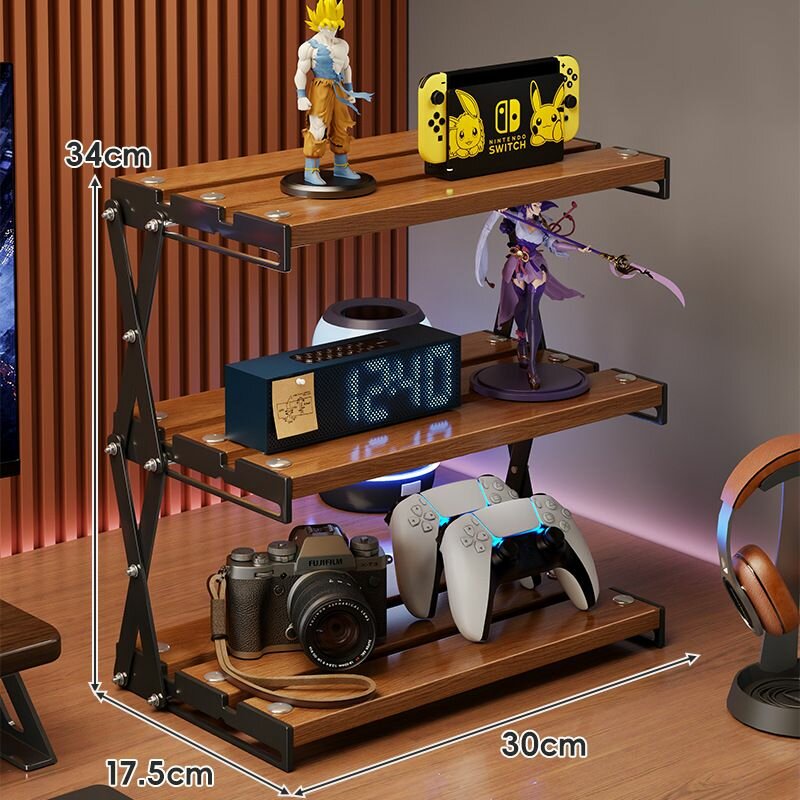 Складная настольная полка для чашек, 2/3 яруса, длина 30/40/50 см, ширина 17.5 см, для офиса, кухни, бара