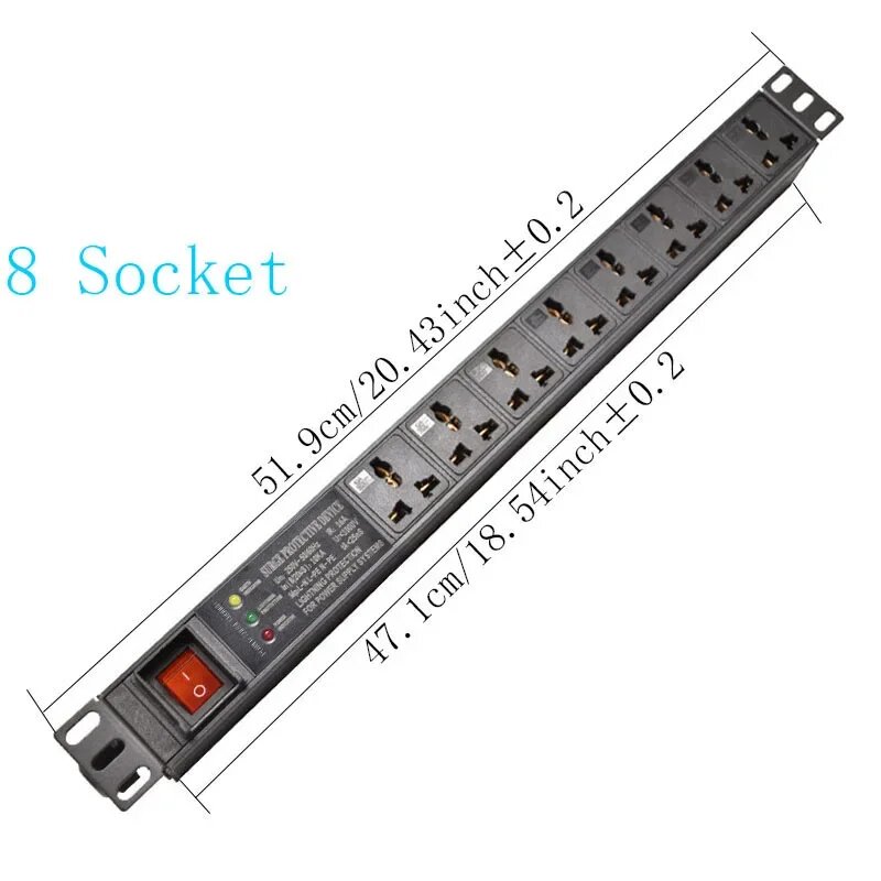 PDU сетевой фильтр с двойным выключателем 2-7 мест Европейская вилка (EU Plug), 8 Socket