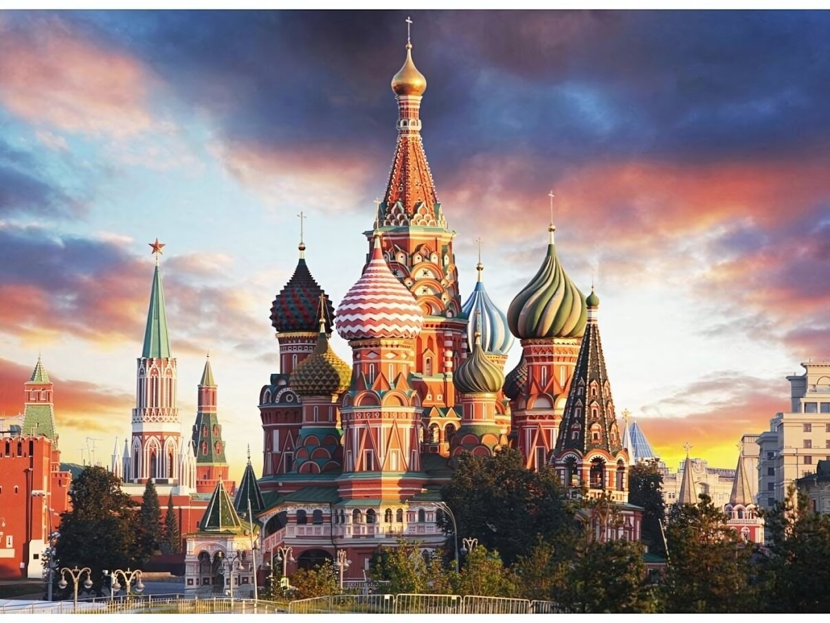 Алмазная мозаика "Московский закат" 30х40 см, полное заполнение, 30 цветов, холст в рулоне без подрамника