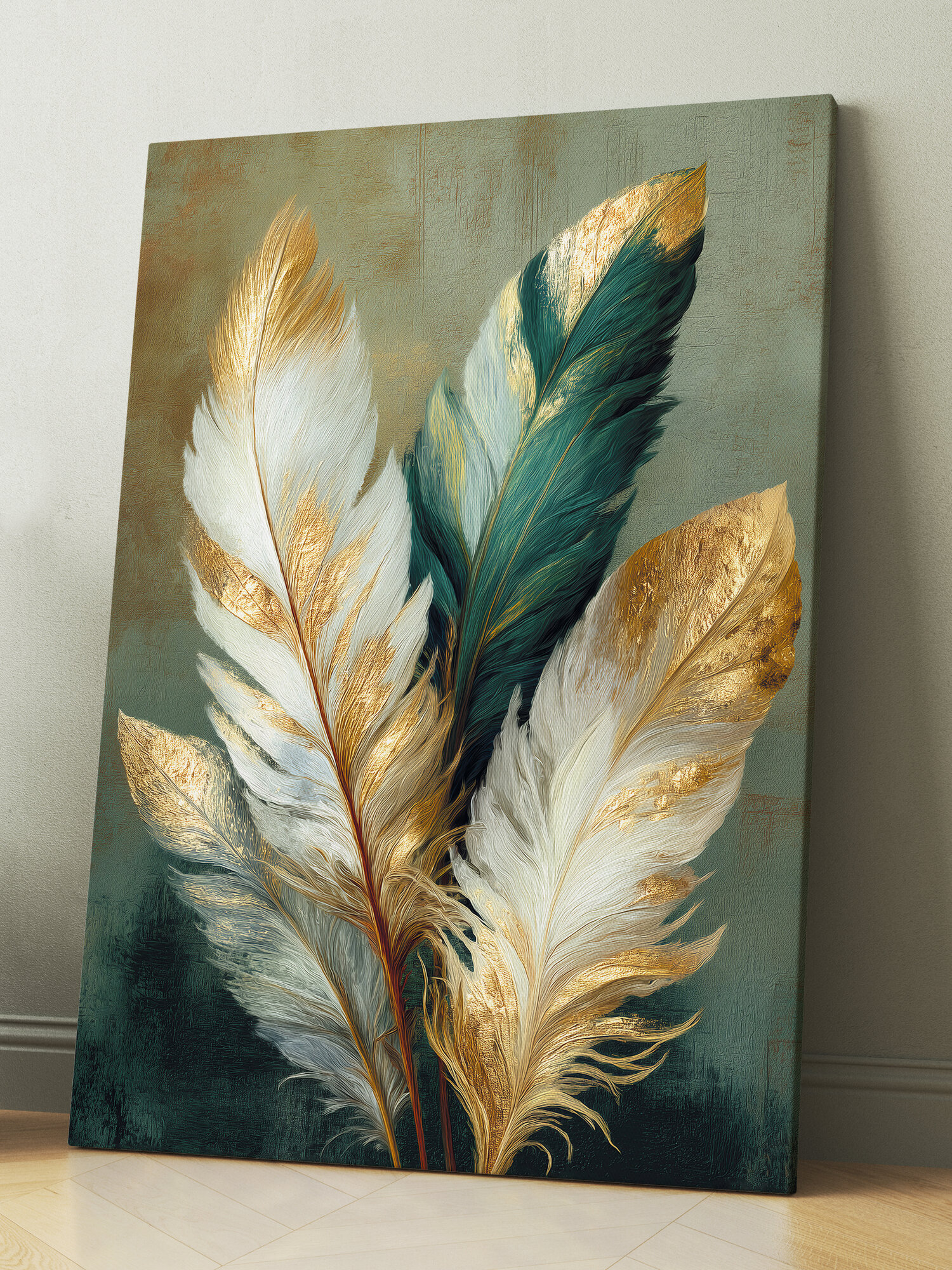 Большая картина Postermarket "Перья" на холсте с подрамником 60х90 см