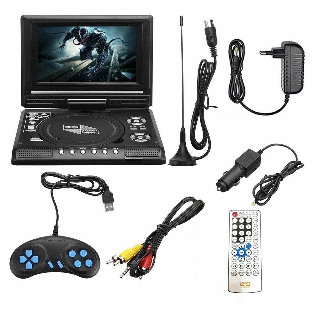 Портативный 7,8-дюймовый телевизор Домашний автомобильный DVD-плеер HD VCD CD MP3 EVD-плеер с TV / FM USB игровой функцией-EU Plug