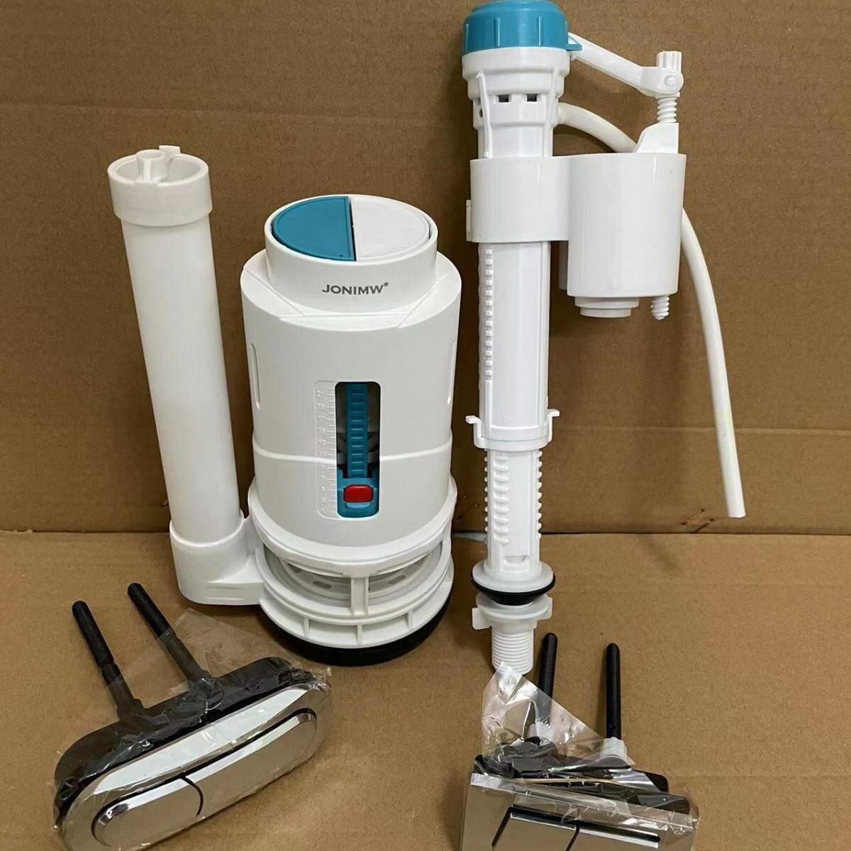 Совместим с сантехникой Marco Polo: выпускным клапаном для унитаза, впускным клапаном, переключателем, универсальной кнопкой, комплектом подачи воды.