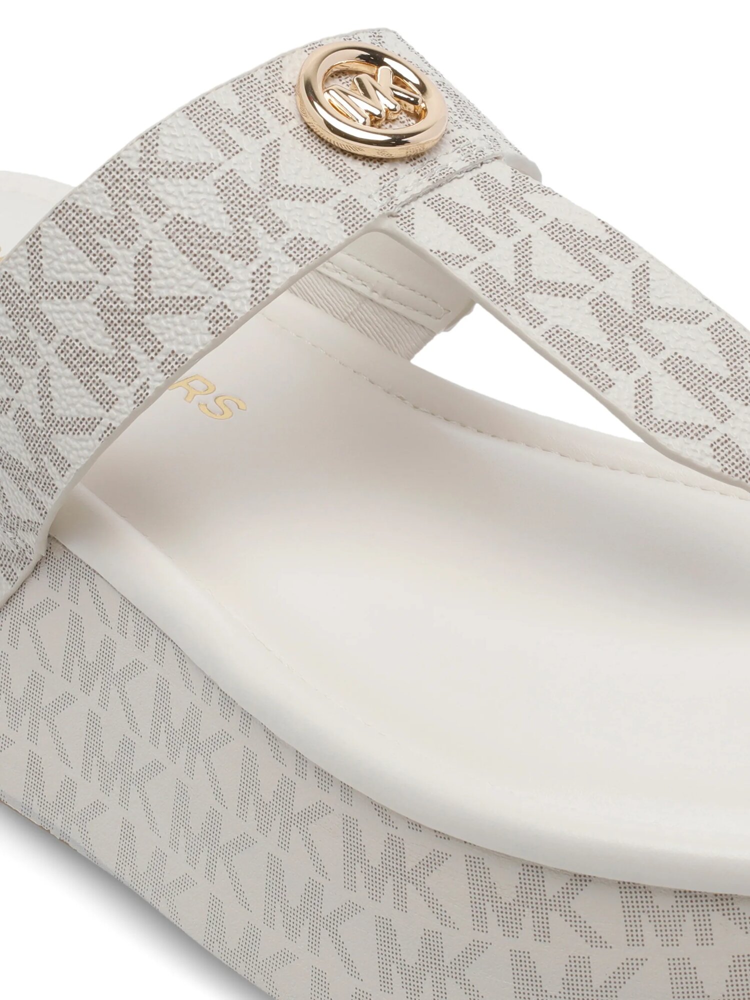 Босоножки MICHAEL KORS Logo-detail round-toe sandals, размер 10 US, бежевый/белый — фото 1