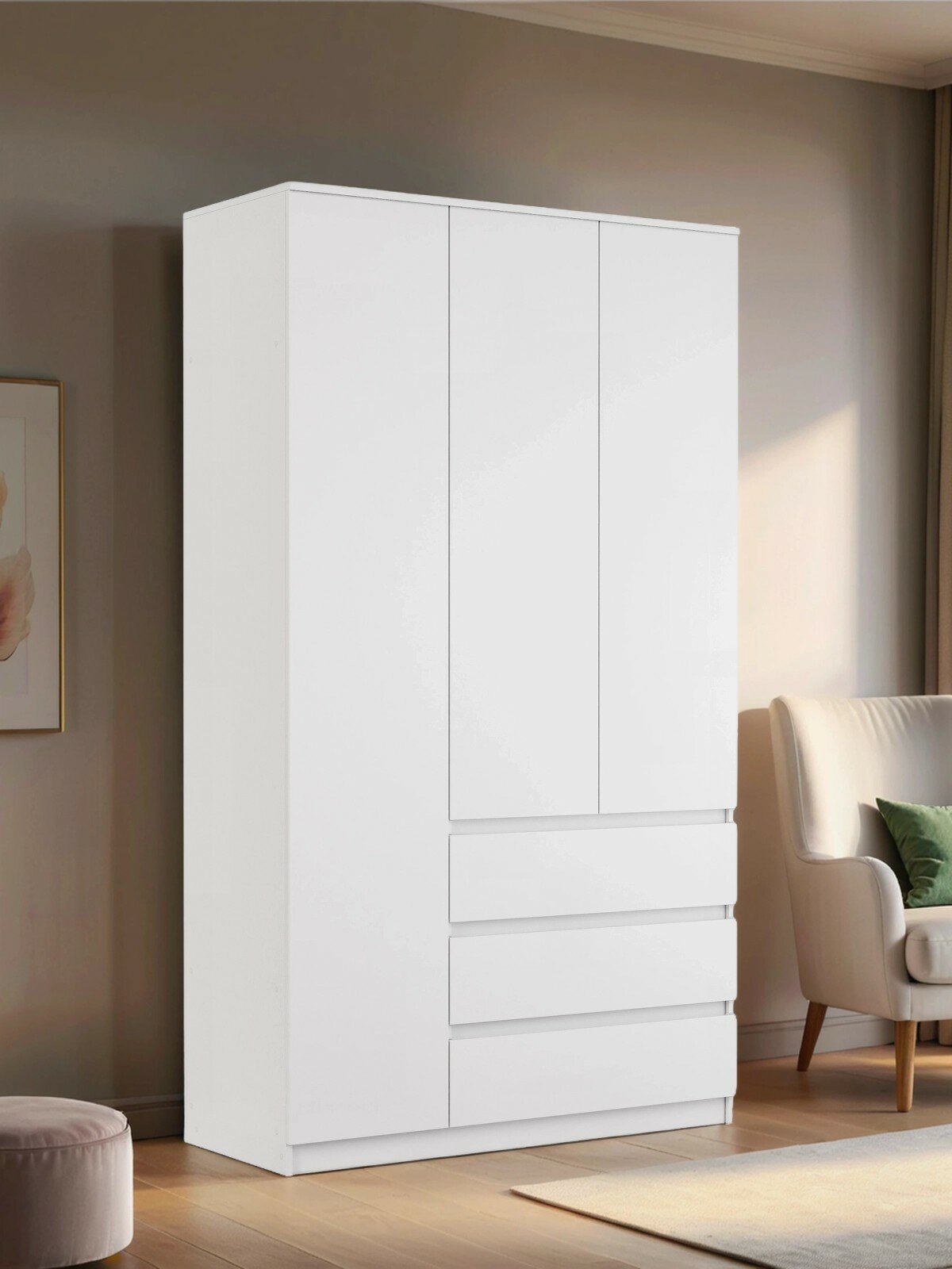 Шкаф для одежды, распашной, трёхстворчатый "Аванта" белый 120х210х50