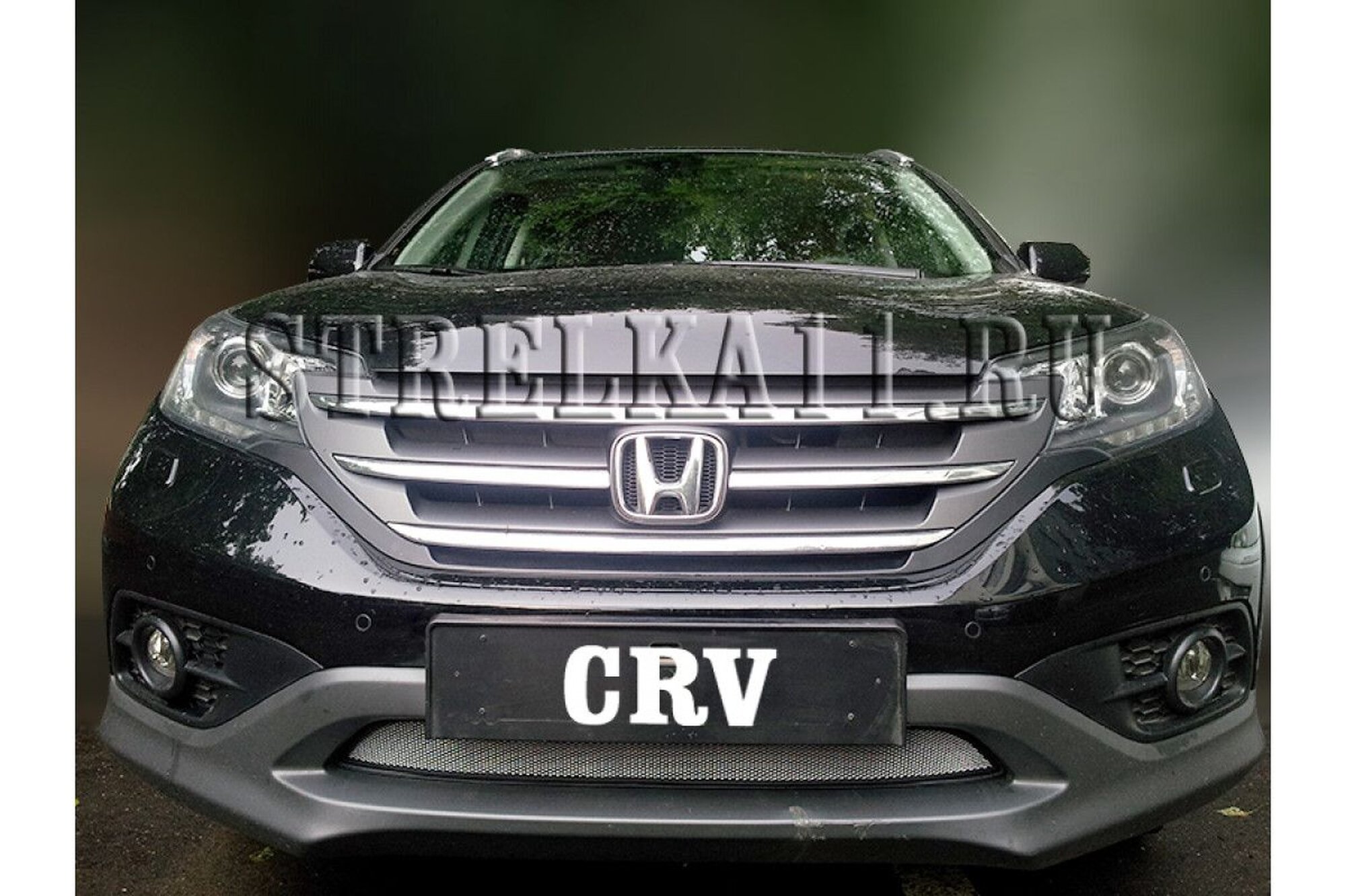 Защитная сетка радиатора с окантовкой и защелками для Honda CR-V (2.0) 2012-2015 (IV), хром