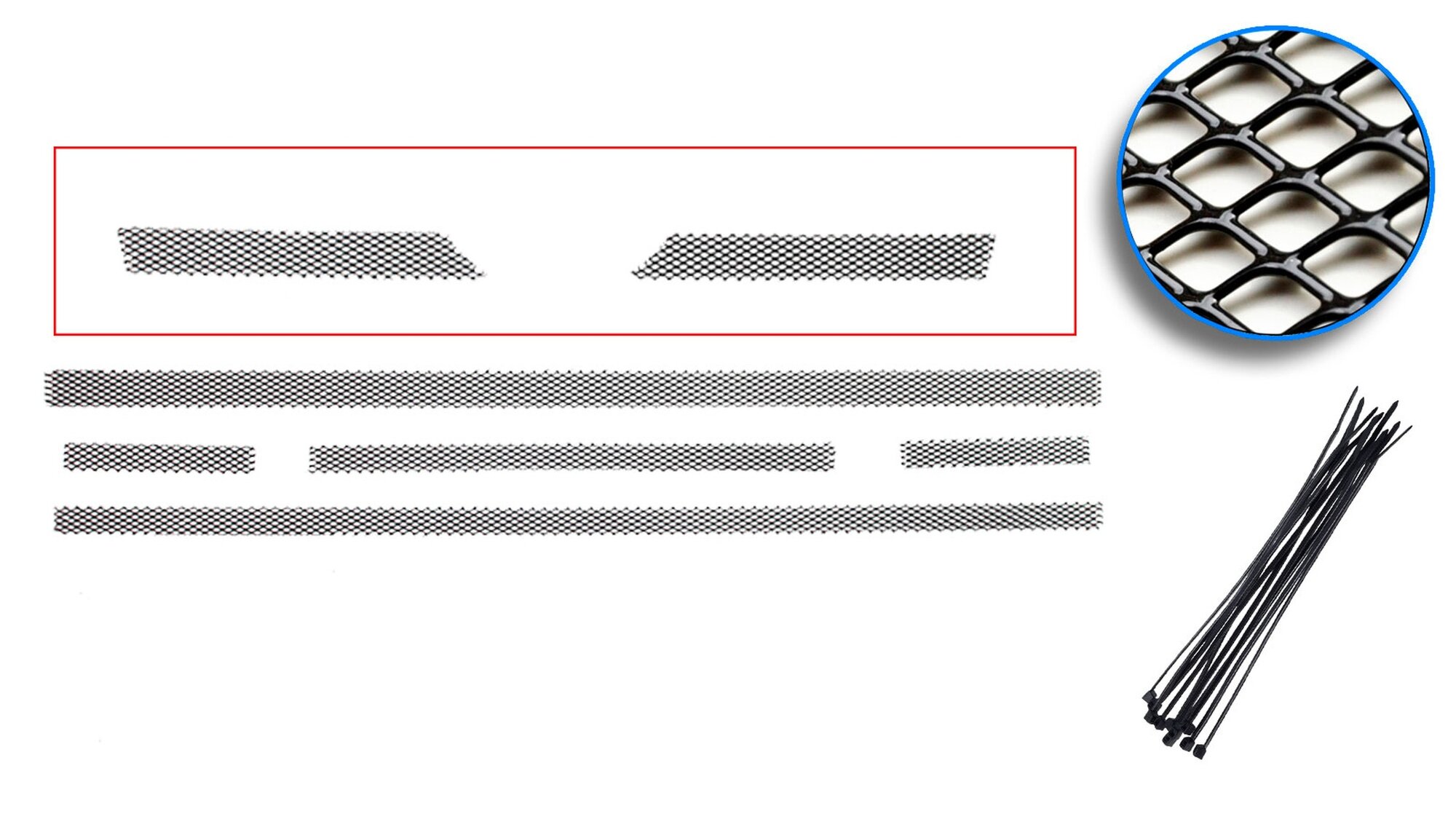 Защитная сетка радиатора для VOLKSWAGEN TIGUAN 2020- (II рестайлинг), верх, 2шт