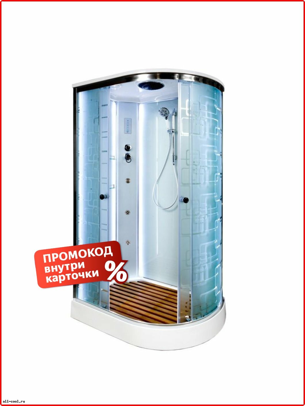 Душевая кабина DTO Claretta 110x80 низкий поддон, четверть круга, белый, гидромассаж