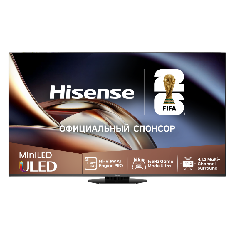 Телевизор Hisense 55', Mini LED, Ultra HD, Smart TV (ОС VIDAA U9), Wi‑Fi 6E, Dolby Vision, Dolby Atmos