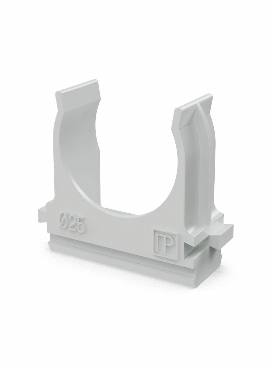 Крепеж-клипса для труб для прямого монтажа серая в п/э d25 мм (100шт) Промрукав PR13.0121