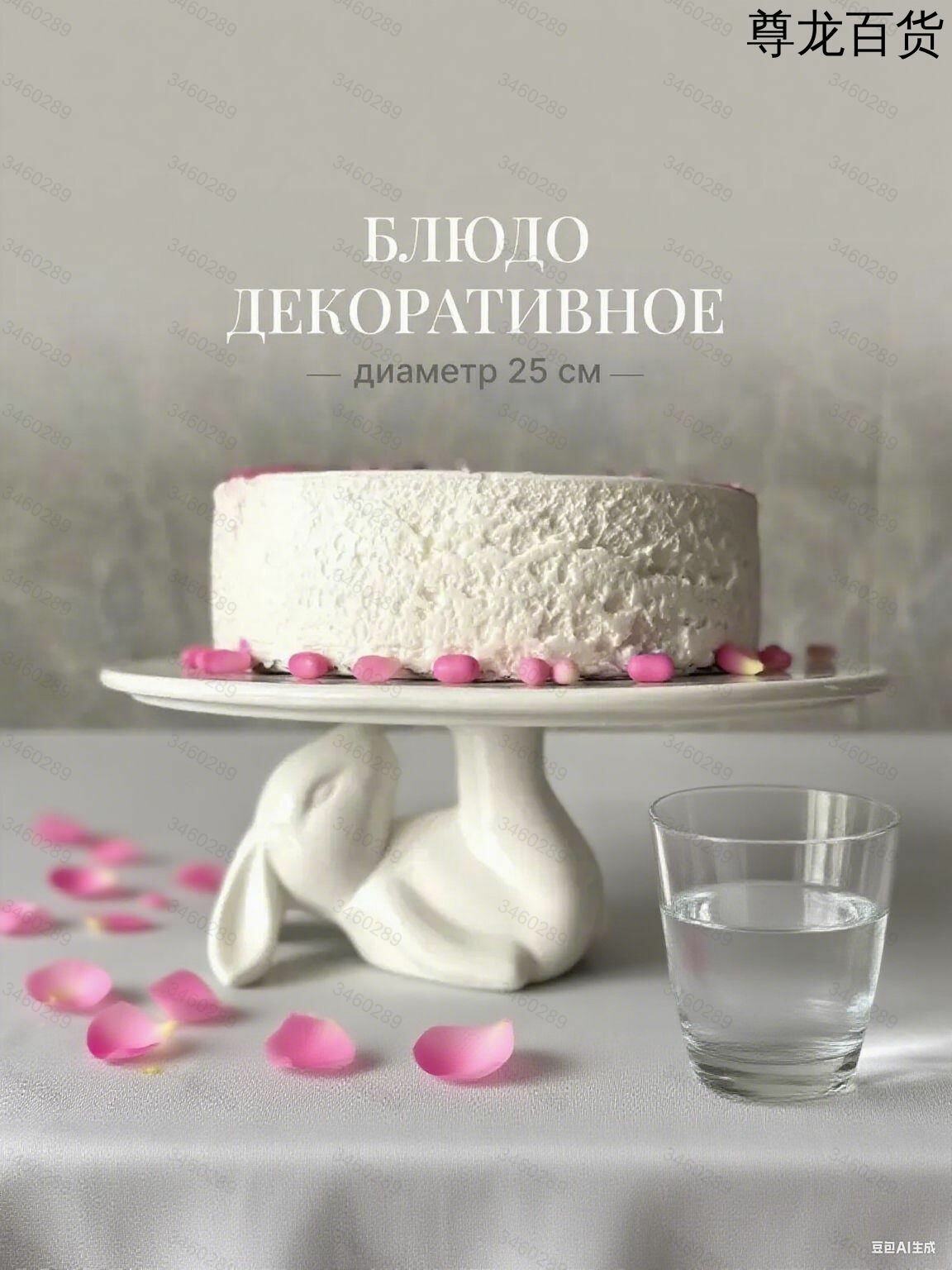 Блюдо сервировочное, 1 шт, Фарфор Кролик 25 см, диаметр 25 см