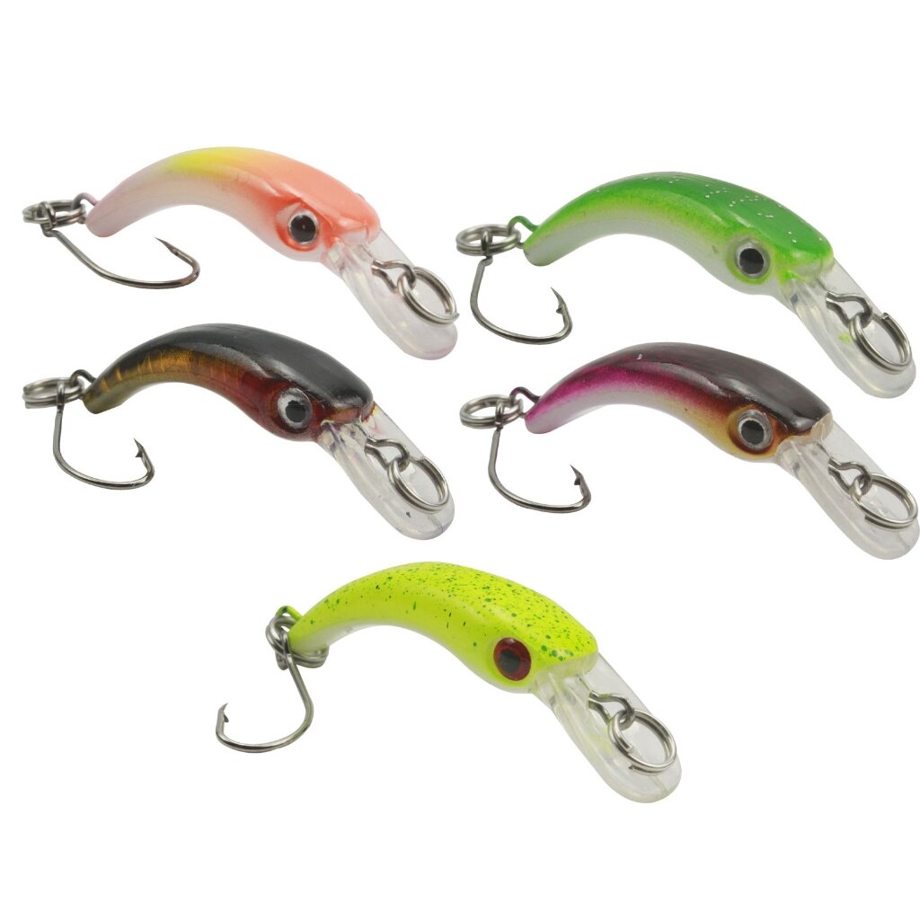 5 упаковок Маленьких Изогнутых Блесен Minnows Воблеры Crankbait Рыболовные Приманки для Пресноводной и морской рыбалки