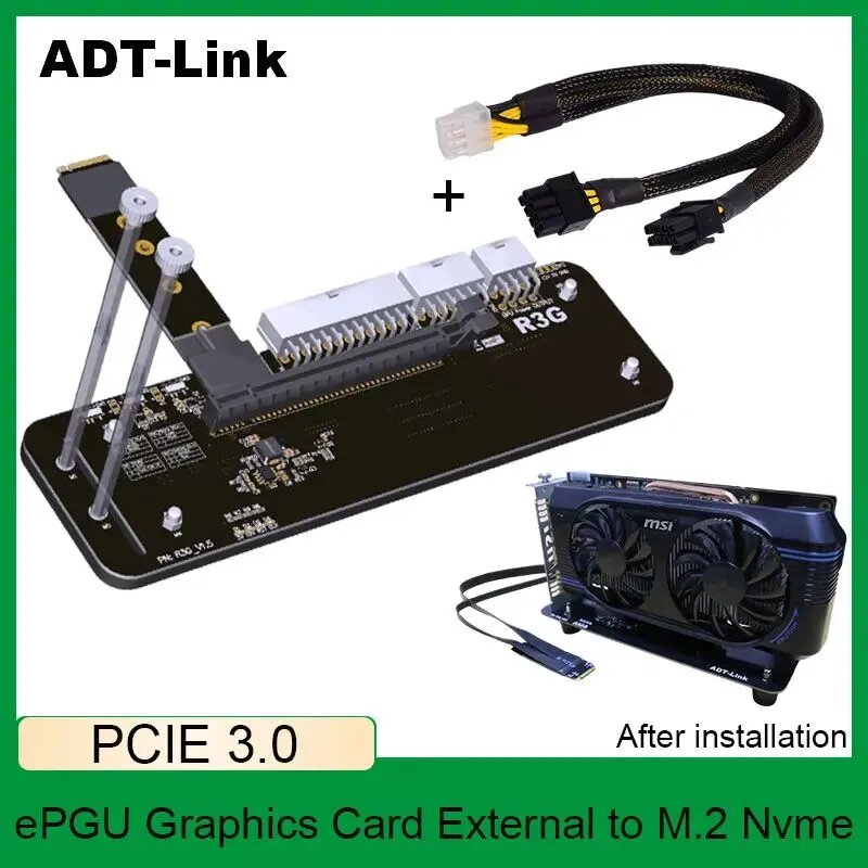 ADT-Link PCIe x16 к M.2 NVMe eGPU адаптер eGPU M.2 NVMe край к разъему PCIE R43SG 4.0-25cm