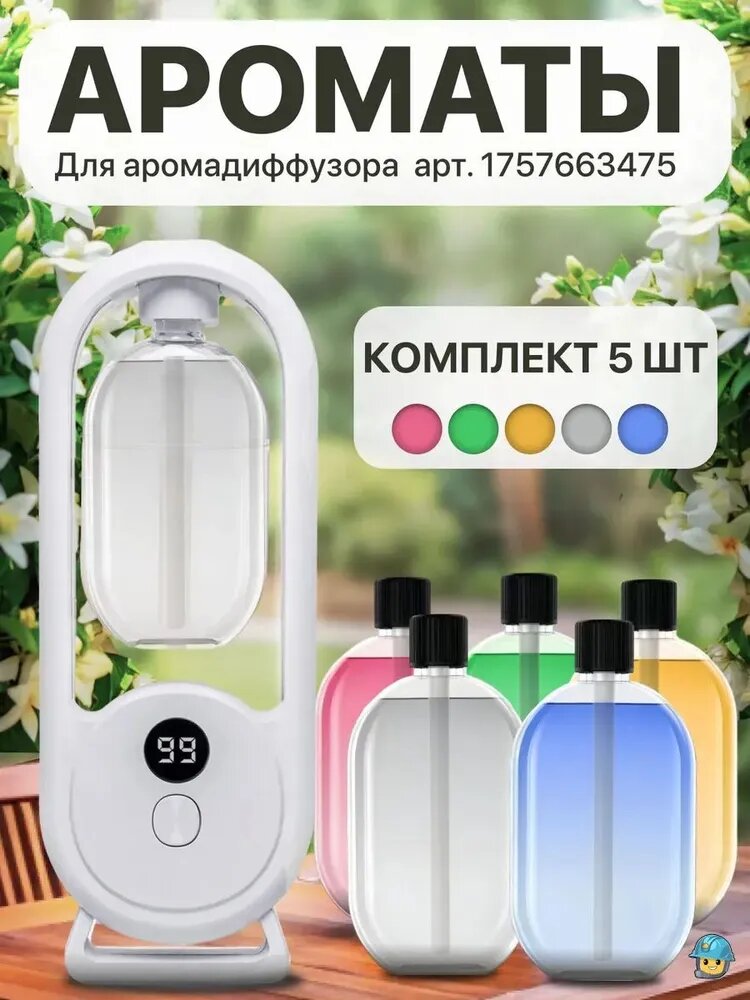 Диффузор для духов + 5 флаконов эфирного масла с ароматами