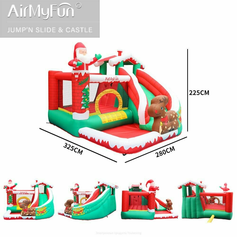 Детский аквапарк, надувной игровой центр, батут с горкой, со скалодромом, 325x280x225 см -hj